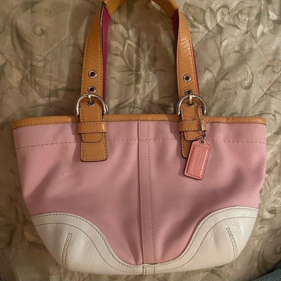 Coach | Bags | Coach Small Handbag Part Fabric Leather Nol3j4427 | Poshmark